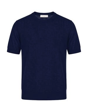 FILIPPO DE LAURENTIIS Linen And Cotton Short Sleeve Sweater - Navy