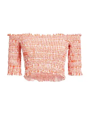 Kenzo Checked Shirred Off-the-shoulder Cropped Top