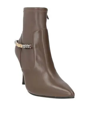 Pinko Leather Ankle Boots With Chain Detailing - Brown