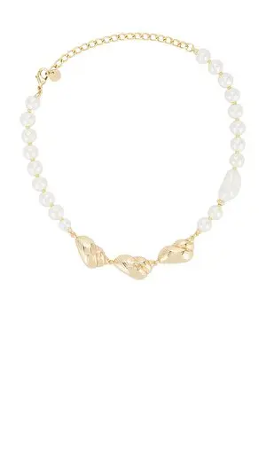 SELF-PORTRAIT Shell And Pearl Necklace In Metallic