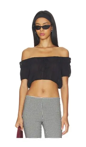 Frankies Bikinis Paulina Chiffon Blouse - Black