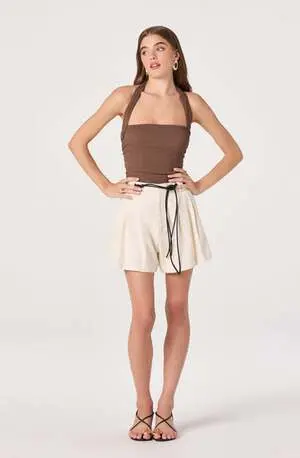 Astr The Label Pleated High-rise Shorts With Belt