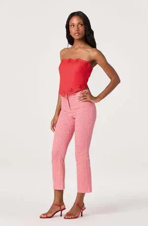 Astr The Label Asa Cutwork Embroidery Strapless Linen Top