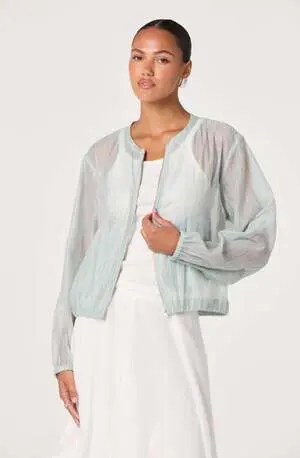Astr The Label Aeva Sheer Chiffon Bomber Jacket