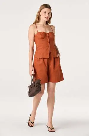 Astr The Label Linen Pleated Shorts