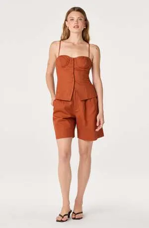 Astr The Label Linen Pleated Shorts