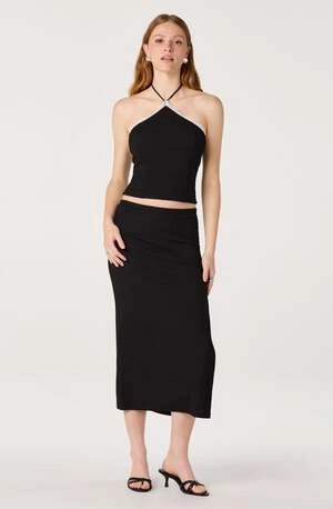 Astr The Label Milana Lace Trim Halter Top