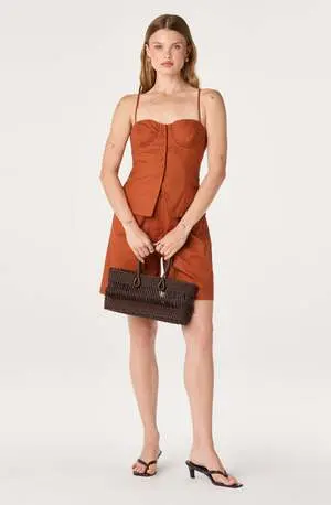 Astr The Label Koda Linen Bustier Crop Top