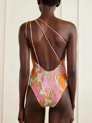 Emilio Pucci Embellished Printed One-piece Swimsuit