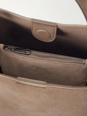 Brunello Cucinelli Suede Shoulder Bag With Monili Bead Embellishments