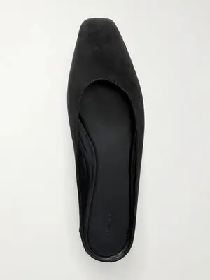 THE ROW June Suede Pointed Toe Mules - Black