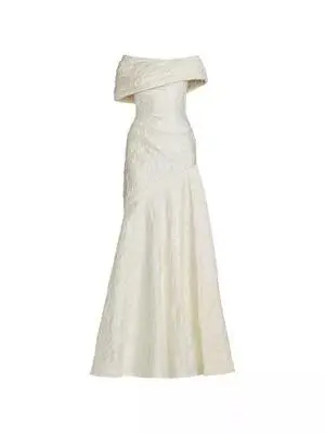 Tadashi Shoji Jacquard Off-shoulder Maxi Dress - Neutrals