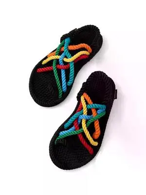 BOHONOMAD Interwoven Rope Sandals - Black
