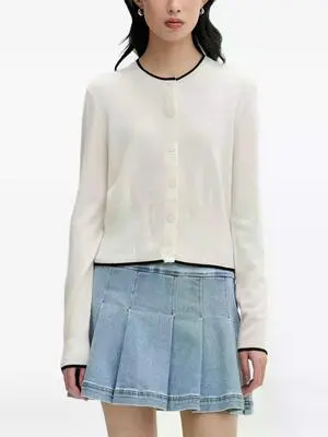 From Future Contrast Trim Cardigan - Neutrals