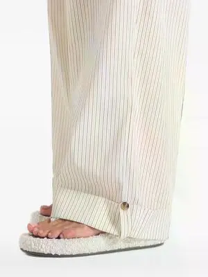 Manière De Voir Striped Cotton Trousers - Neutrals