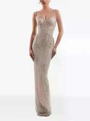 IMROSKA Embellished Maxi Dress - Neutrals