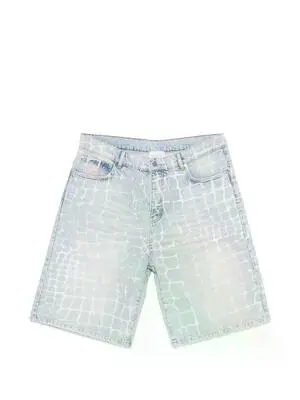 BLUE SKY INN Crocodile-effect Heavy-wash Shorts - Blue