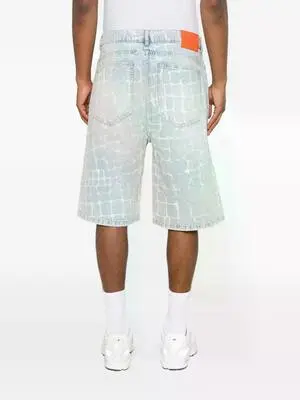 BLUE SKY INN Crocodile-effect Heavy-wash Shorts