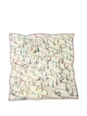 Versace Printed Wool & Silk Shawl 140 Cm - Neutrals