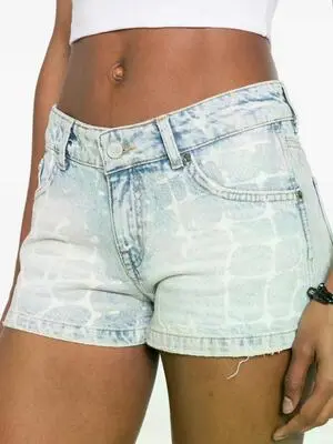BLUE SKY INN Crocodile-effect Denim Shorts