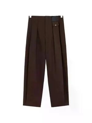 Loewe Pleated Logo Patch Trousers - Brown
