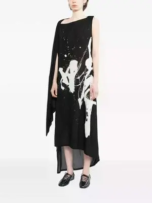 Yohji Yamamoto Asymmetrical Graphic Print Dress