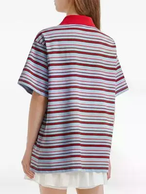 TOUT A COUP Striped Short-sleeve Polo Shirt