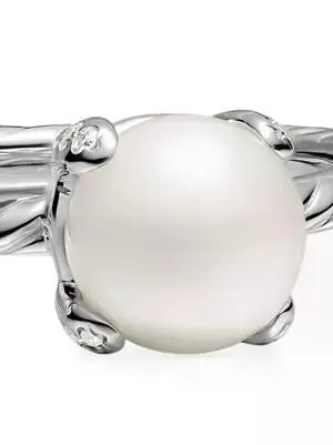 David Yurman Pearl And Diamond Ring In Sterling