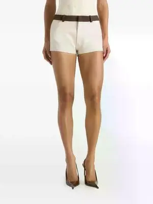 Manière De Voir Verity Contrast Waist Linen Mini Shorts - Neutrals