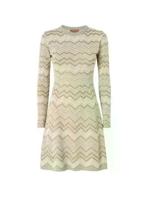 Missoni Zigzag Knit Long Sleeve Dress - Neutrals