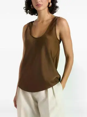 Manière De Voir Mathilda Satin Scoop-neck Open-back Tank Top