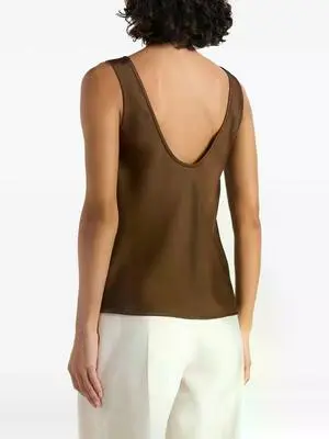 Manière De Voir Mathilda Satin Scoop-neck Open-back Tank Top
