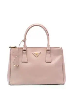 Prada Saffiano Leather Galleria Double Zip Satchel - Pink