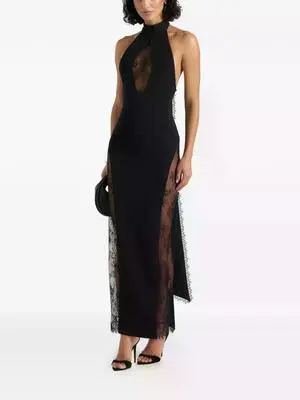 Manière De Voir Contour Lace Halter Maxi Dress - Black