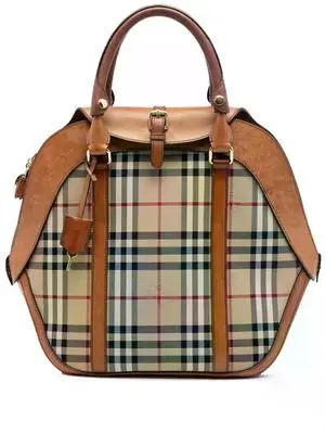 Burberry Haymarket Check Coated Canvas Orchard Bowling Bag Satchel - Neutrals