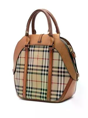 Burberry Haymarket Check Coated Canvas Orchard Bowling Bag Satchel - Neutrals