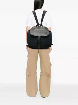 Bottega Veneta Canvas And Nappa Intrecciato Flap Backpack