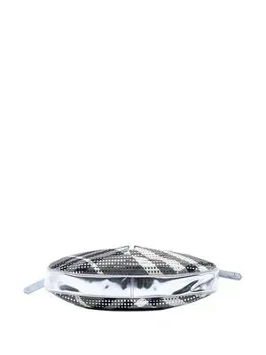 Burberry Metallic Patent And Check Nylon Hobo Bag - Grey
