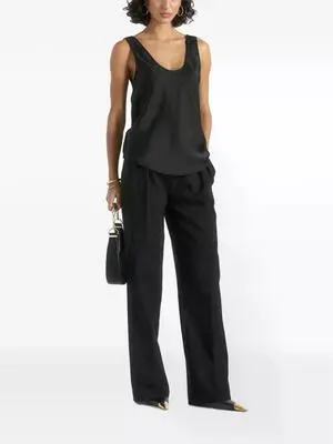 Manière De Voir Mathilda Satin Scoop-neck Open-back Vest - Black