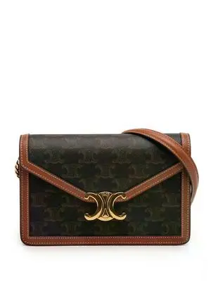 Celine Triomphe Coated Canvas Margo Wallet On Chain Crossbody Bag - Brown