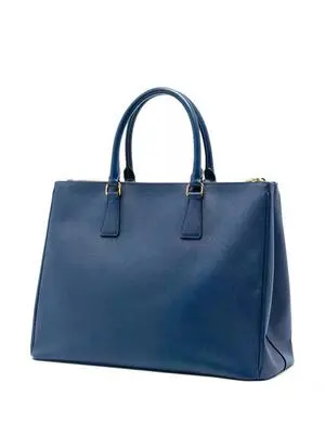 Prada Saffiano Lux Galleria Double Zip Tote Bag - Blue
