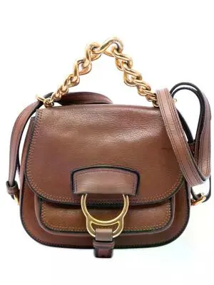 Miu Miu Mini Goatskin Madras Dahlia Satchel - Brown