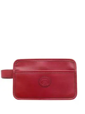 Gucci Calfskin Interlocking G Clutch Bag - Red