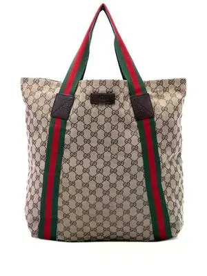Gucci Gg Canvas Web Tote Bag - Neutrals