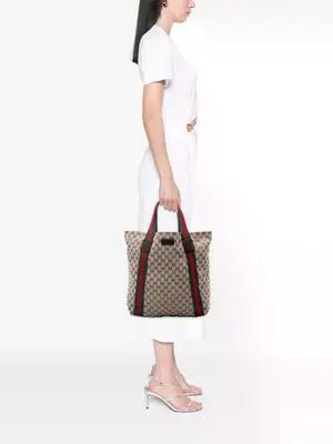 Gucci Gg Canvas Web Tote Bag