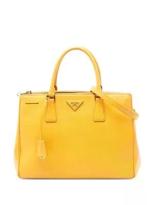 Prada Saffiano Lux Galleria Double Zip Satchel - Yellow