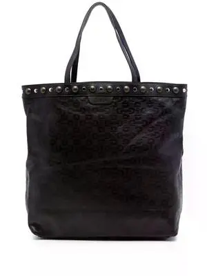 Gucci Embossed Studded Leather Horsebit Tote Bag