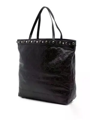 Gucci Embossed Studded Leather Horsebit Tote Bag
