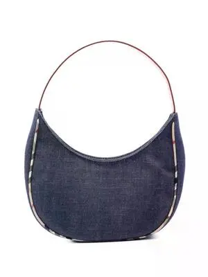 Burberry House Check Trimmed Denim Shoulder Bag - Blue