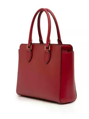 Prada Soft Calf Trimmed Saffiano Lux Zip Convertible Tote Satchel - Red